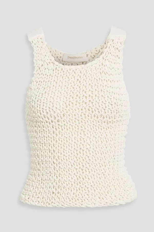 Zimmermann Crocheted Cotton Tank - Ivory