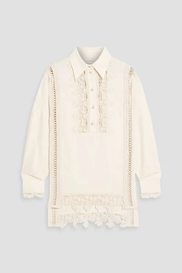Zimmermann Crochet-trimmed Linen Shirt - Cream