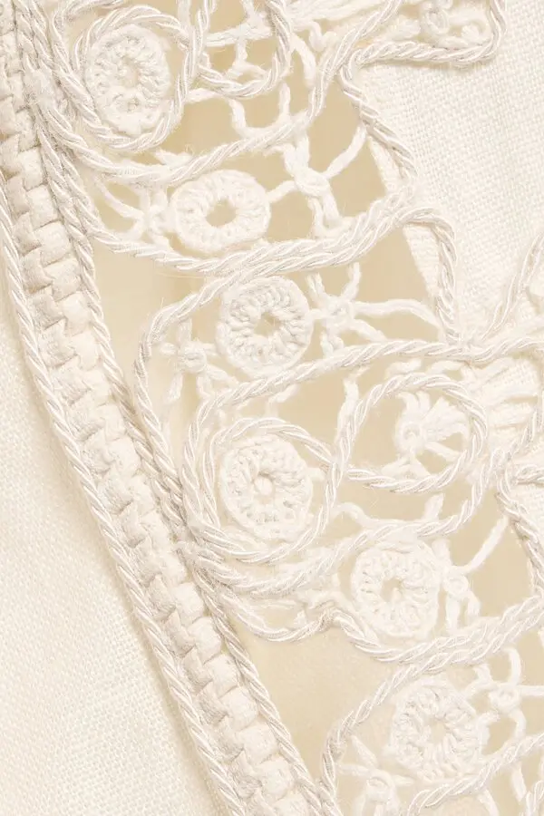 Zimmermann Crochet-trimmed Wide-leg Linen Pants