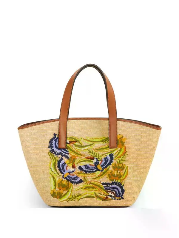 Farm Rio Small Embroidered Tote Bag - Neutrals