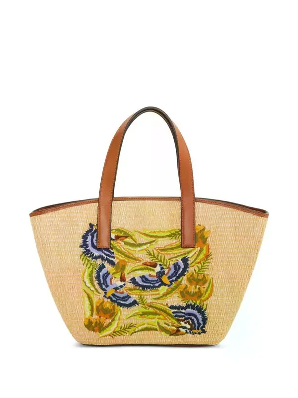 Farm Rio Small Embroidered Tote Bag - Neutrals