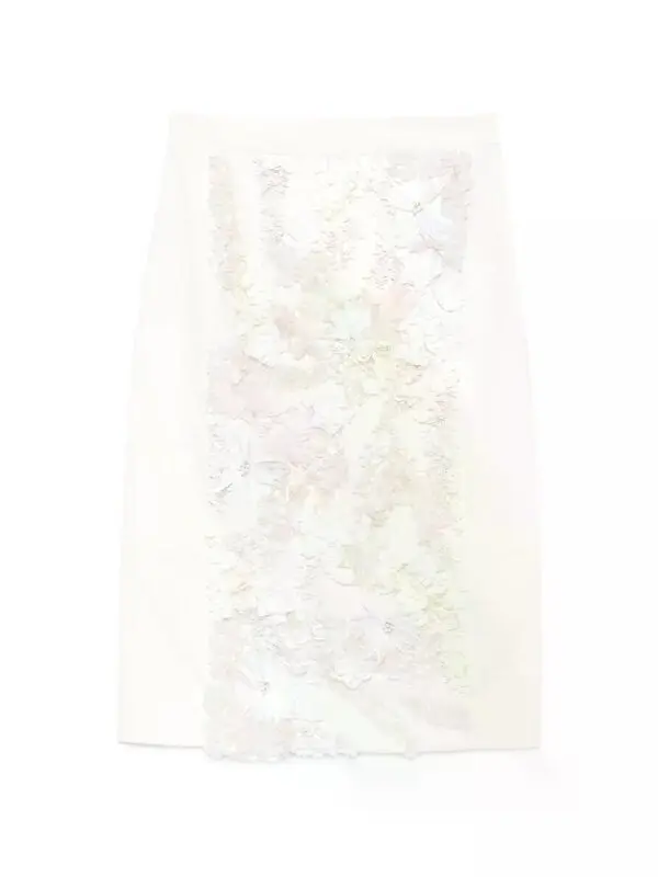 Plan C Midi Skirt With Sequin Embellishments - White