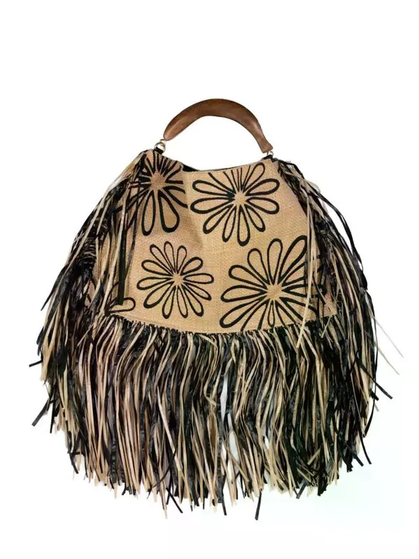 Farm Rio Mini Fringed Floral Tote Bag - Neutrals