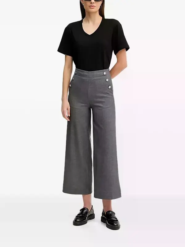 BENETTON Button-detail Wide-leg Trousers - Grey