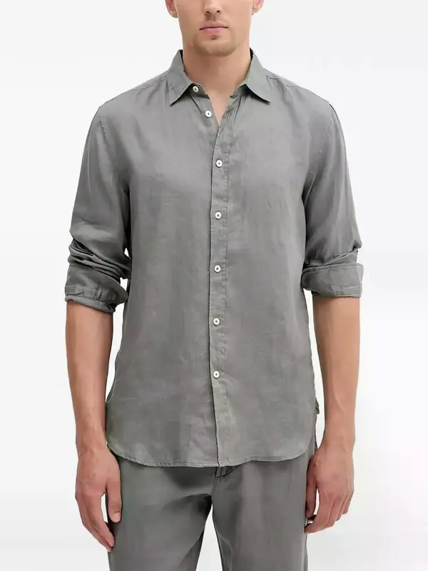 BENETTON Buttoned Linen Shirt - Grey