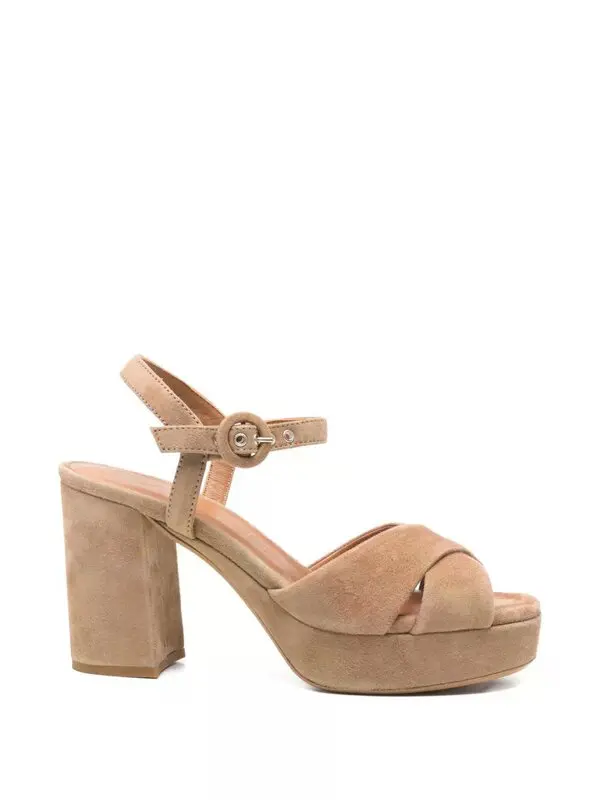 JULIE DEE Platform-heel Crossover-strap Sandals - Neutrals