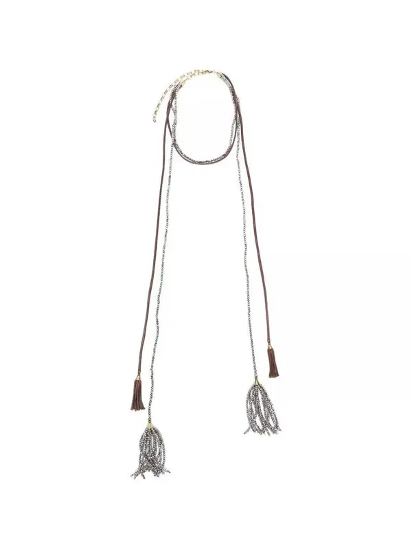 Antonelli Firenze Daphne Tasseled Beaded Necklace - Grey