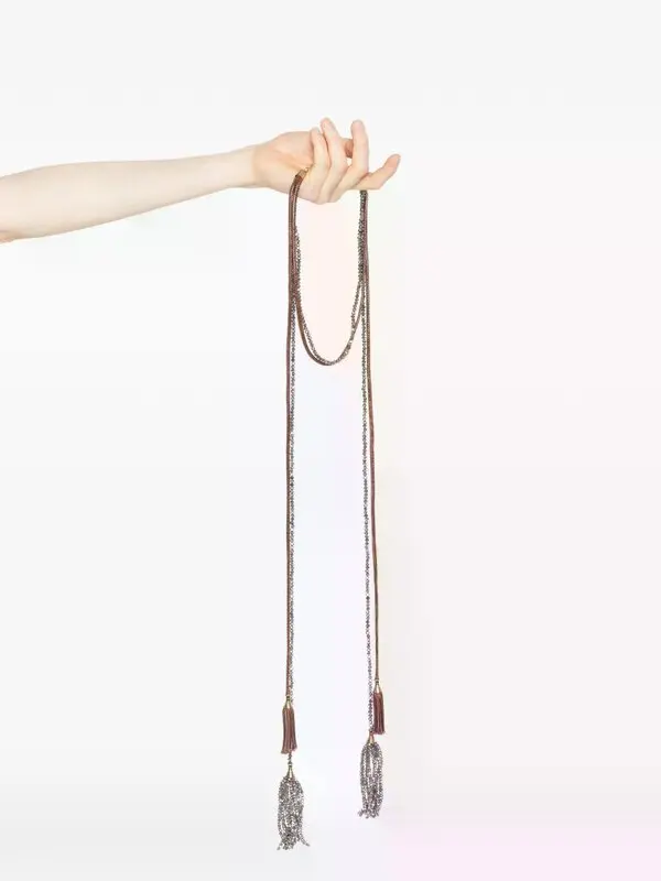 Antonelli Firenze Daphne Tasseled Beaded Necklace - Grey