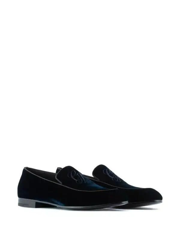 Giorgio Armani Logo-debossed Velvet Loafers
