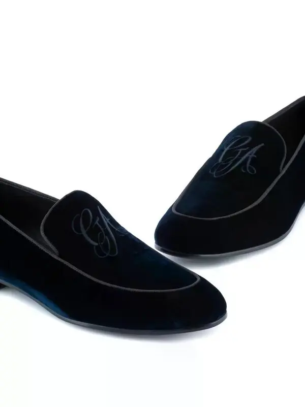 Giorgio Armani Logo-debossed Velvet Loafers