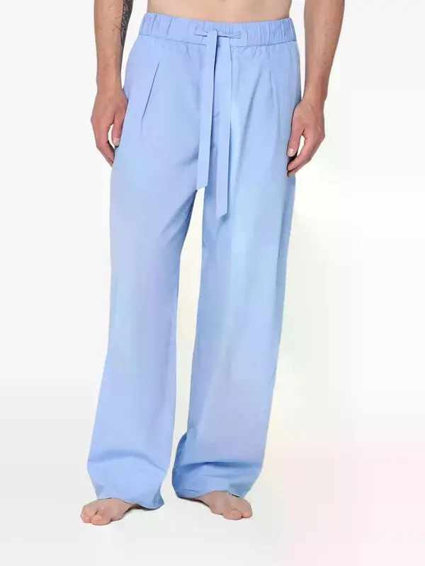 TEKLA Logo-patch Tie-waist Pajama Pants - Blue