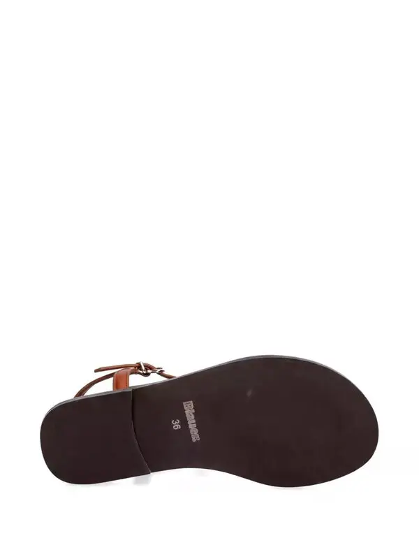BLAUER. Ashley Leather Flat Sandals - Brown