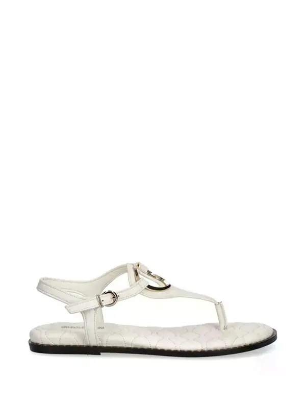 BLAUER. Leather Flat Sandals - White