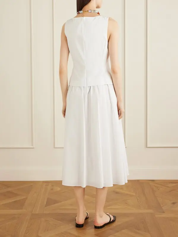theory cotton dress Theory Cotton-Blend Poplin Midi Dress - White - 40% Off