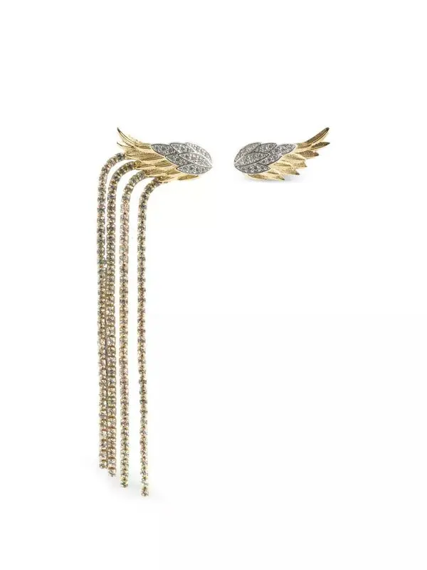 Zadig&Voltaire Rock Feather Strass Pendant Earrings - Gold