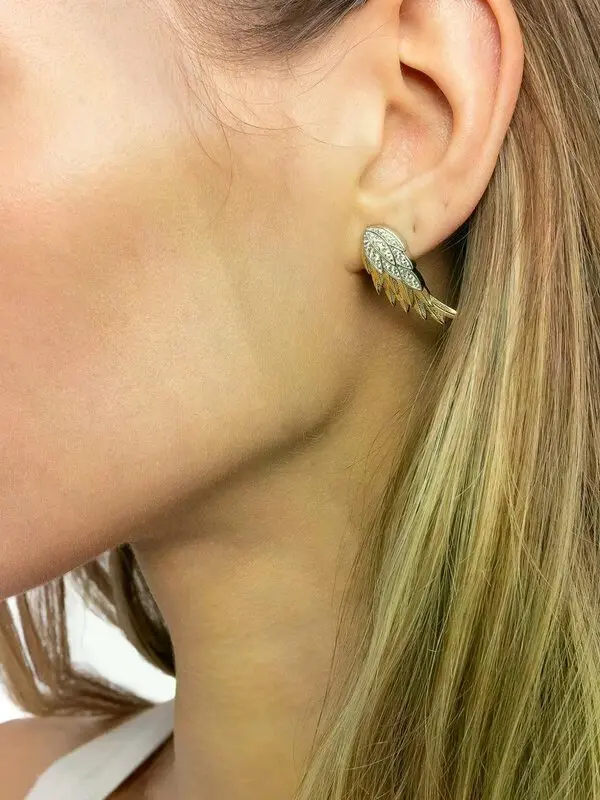 Zadig&Voltaire Rock Feather Strass Pendant Earrings