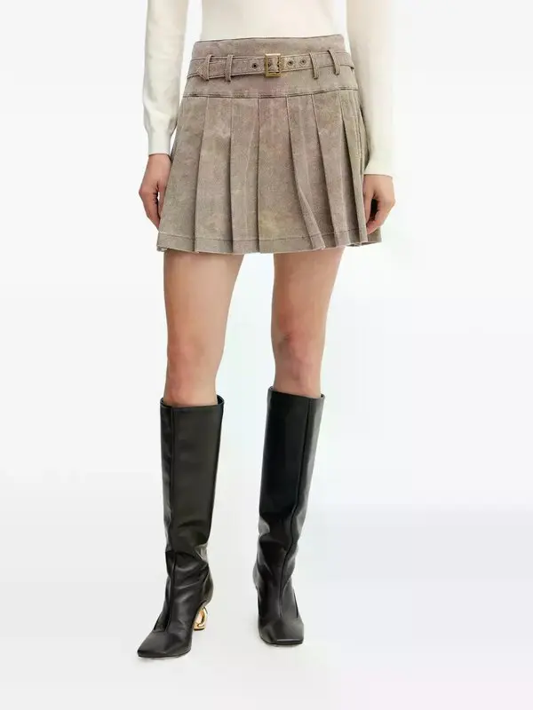 Guess Estell Belted Pleated Mini Skirt - Neutrals