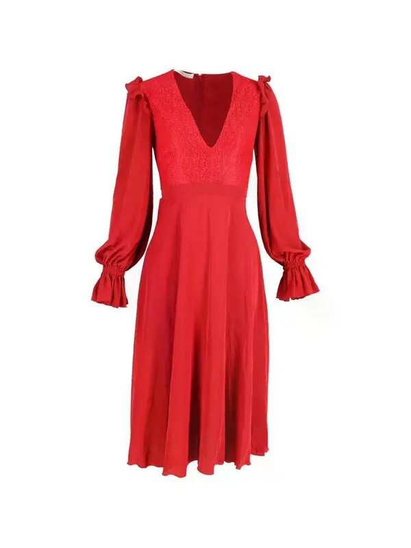 Philosophy Di Lorenzo Serafini V-neck Long-sleeved Midi Dress - Red