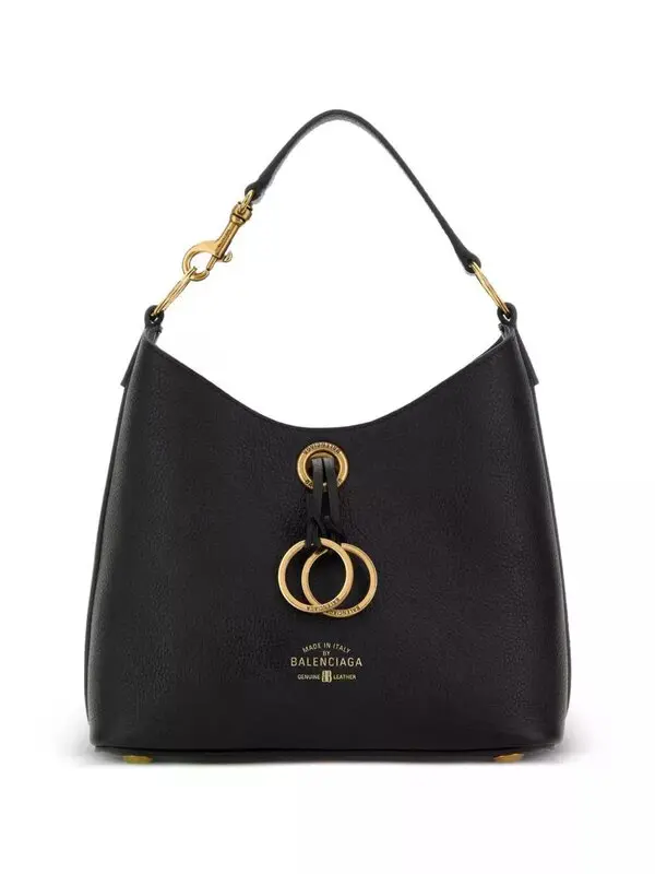 Balenciaga Small Carrie Hobo Leather Tote Bag - Black