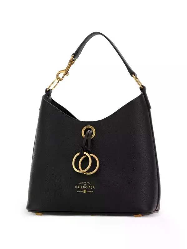 Balenciaga Small Carrie Hobo Leather Tote Bag - Black