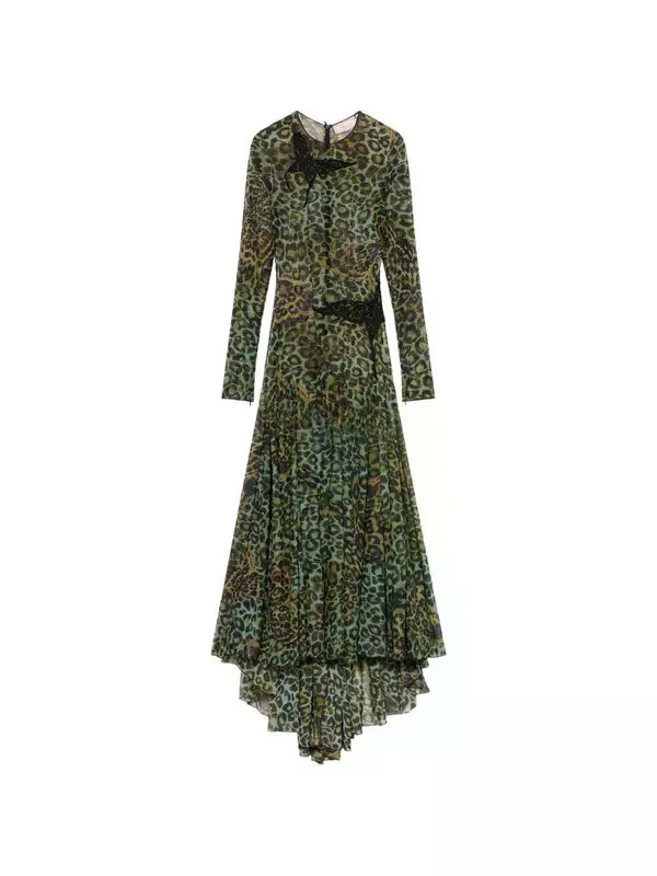 Blumarine Lace Leopard-print Dress - Green