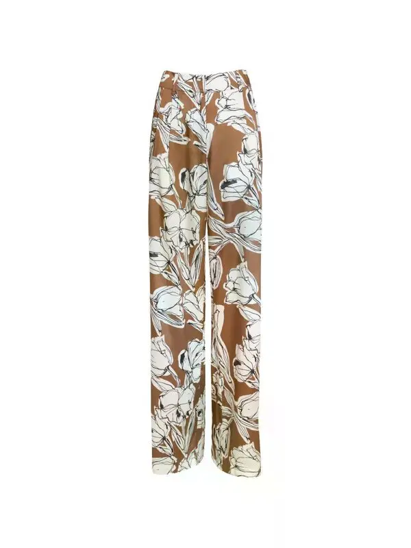 Tanya Taylor Floral Print Trousers - Brown
