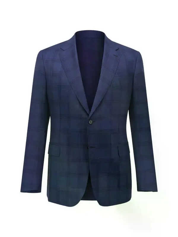 Brioni Checked-pattern Single-breasted Blazer - Blue