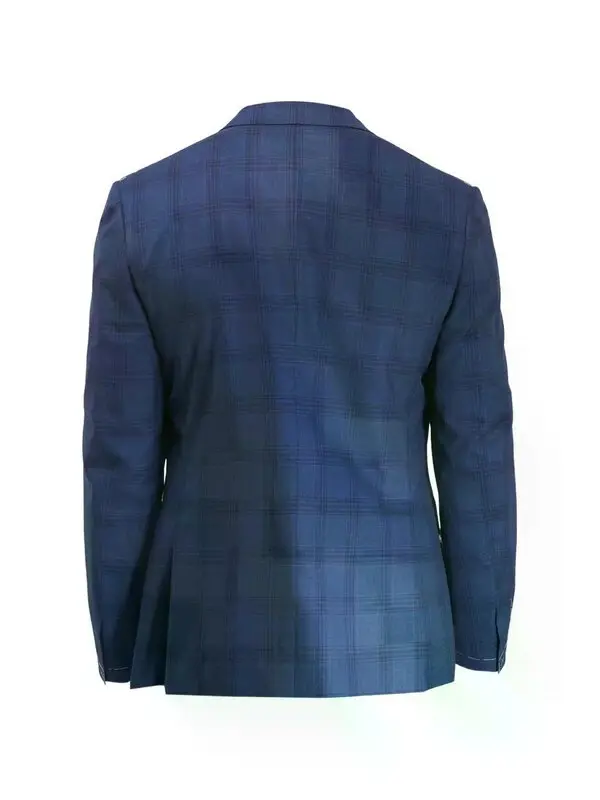 Brioni Checked-pattern Single-breasted Blazer - Blue