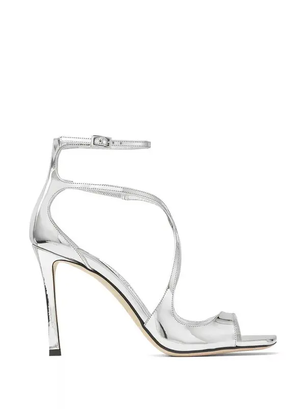 JIMMY CHOO Azia T-strap Square-toe Sandals - Silver