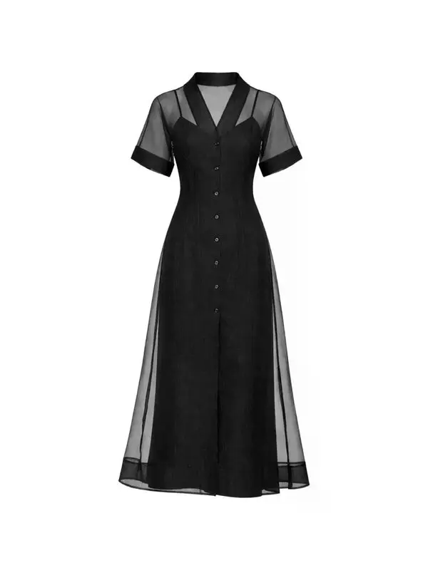 Staud Elle V-neck Button Dress - Black