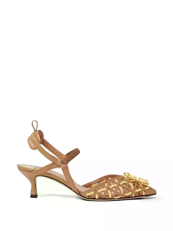Fendi Colibri Flower Interwoven Pumps - Brown