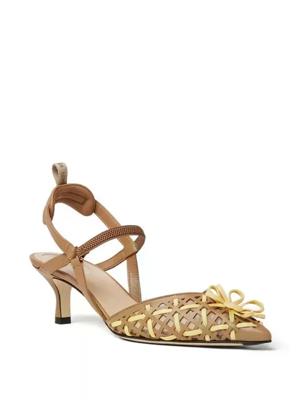 Fendi Colibri Flower Interwoven Pumps - Brown