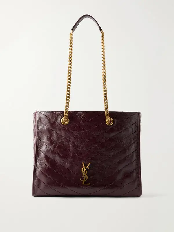 Saint Laurent Niki Textured-leather Tote - Burgundy