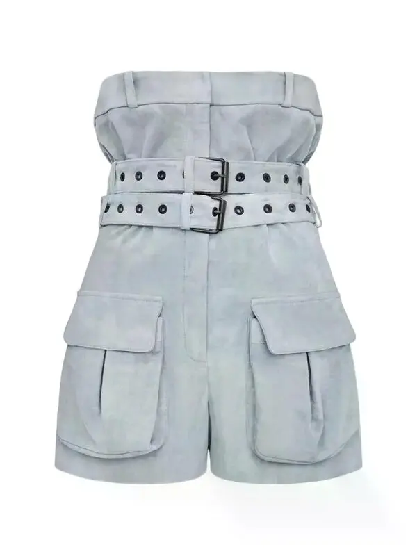 THE MANNEI High-rise Belted Shorts - Blue