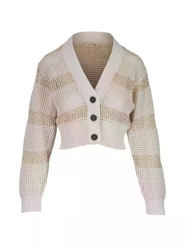 Brunello Cucinelli Striped Cardigan - Neutrals