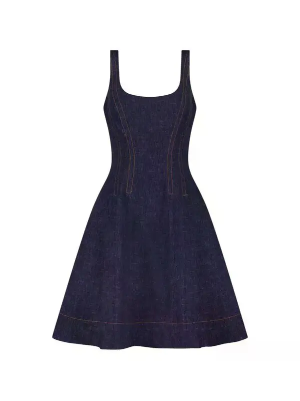 Lela Rose Seamed Denim Dress - Blue