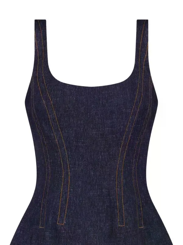 Lela Rose Seamed Denim Dress