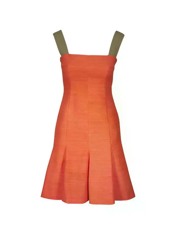 Akris Square-neck Pleated Dress - Orange