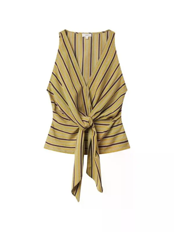 A.L.C. Elle Striped Front-knot Top - Yellow