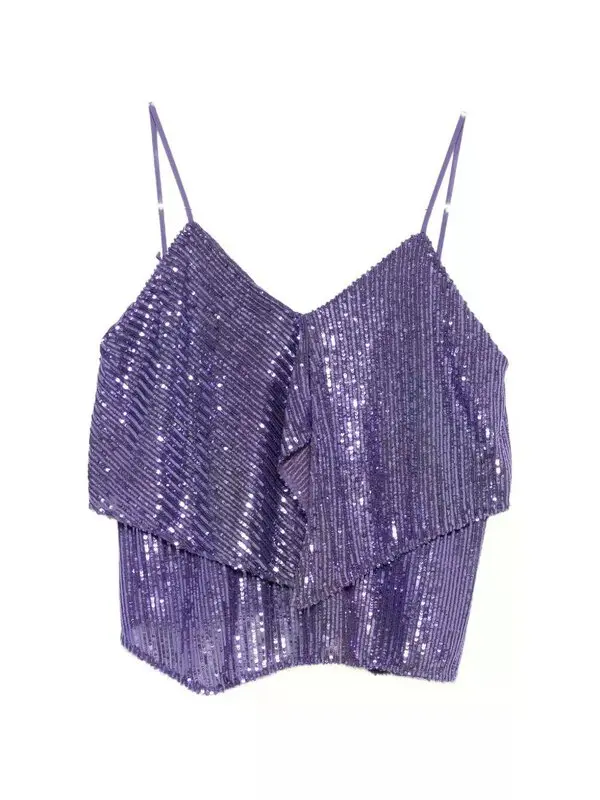 Pinko Tosato Sequin-embellished Ruffled Top - Purple