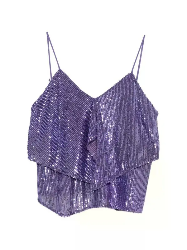 Pinko Tosato Sequin-embellished Ruffled Top - Purple