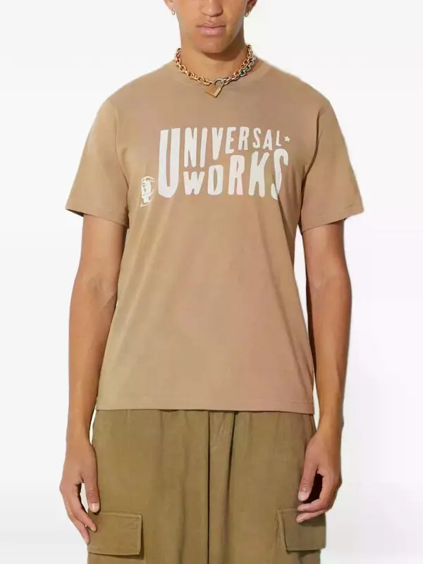Universal Works Logo-print T-shirt - Neutrals