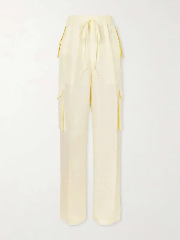 Phoebe Philo Silk Wide-leg Cargo Pants - Ivory