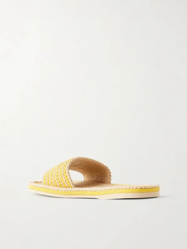 Chloé Embroidered Striped Cord Slides - Yellow