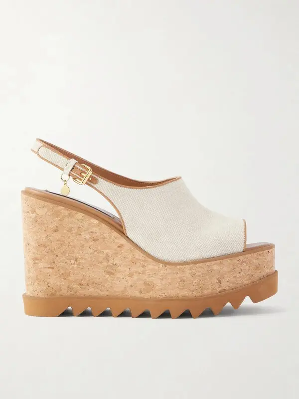Stella McCartney Canvas Slingback Platform Wedge Sandals