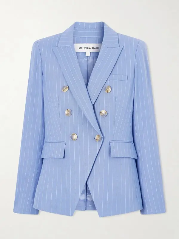 Veronica Beard Miller Pinstriped Blazer - Blue