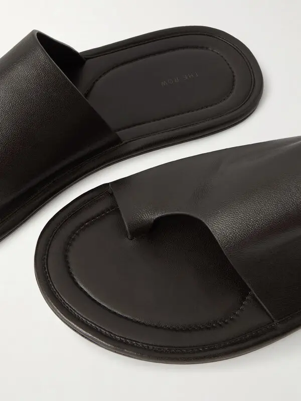 THE ROW Malick Leather Sandals - Black