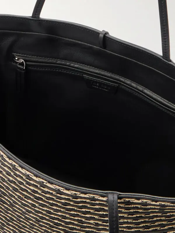 THE ROW Beau Large Raffia And Leather Tote - Black