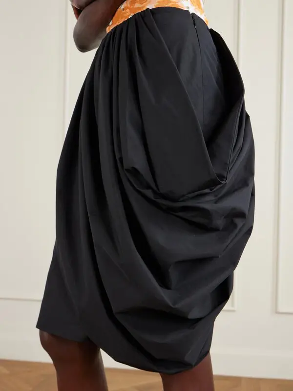 Chloé Draped Cotton-poplin Asymmetric Skirt - Black