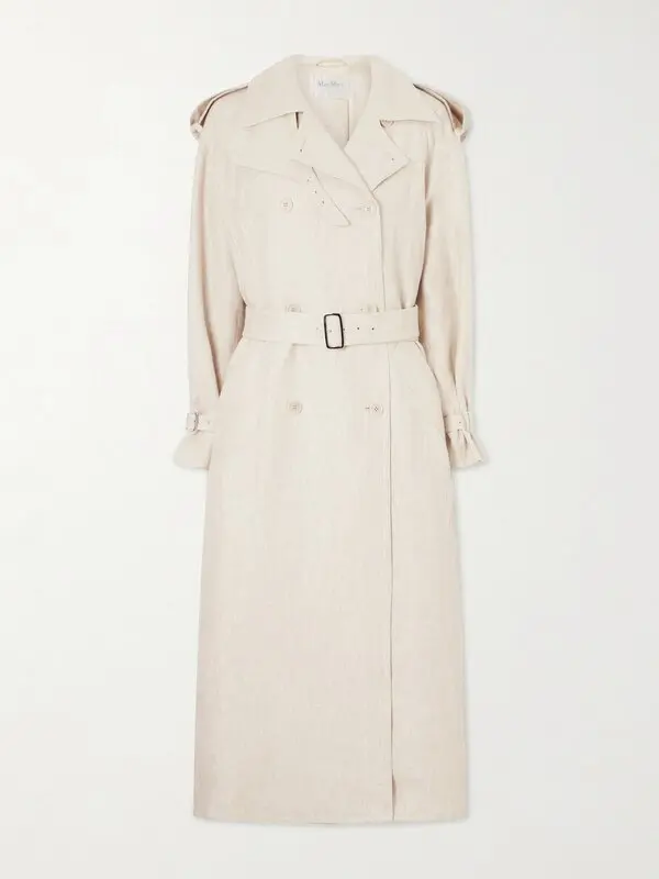 Max Mara Belted Linen-drill Trench Coat - Cream